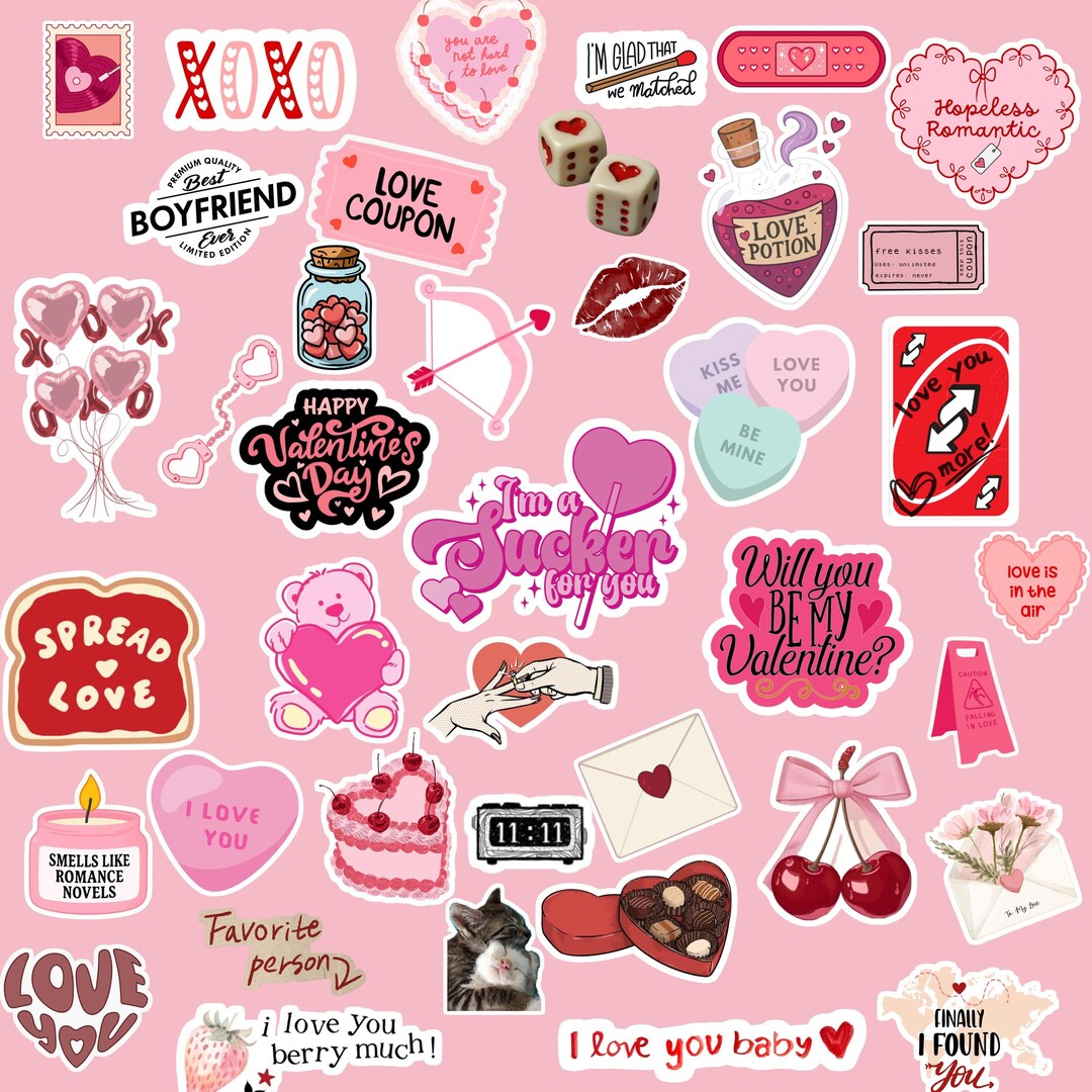 Valentines Day 55+ Digital PNG Stickers, Printable Stickers, Goodnotes ...
