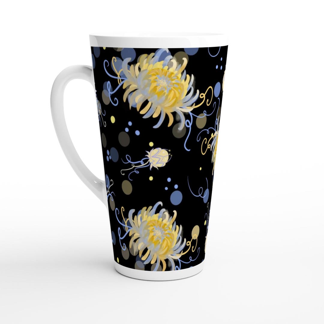 Chrysanthemum Bloom - White Latte 17oz Ceramic Mug - Etsy