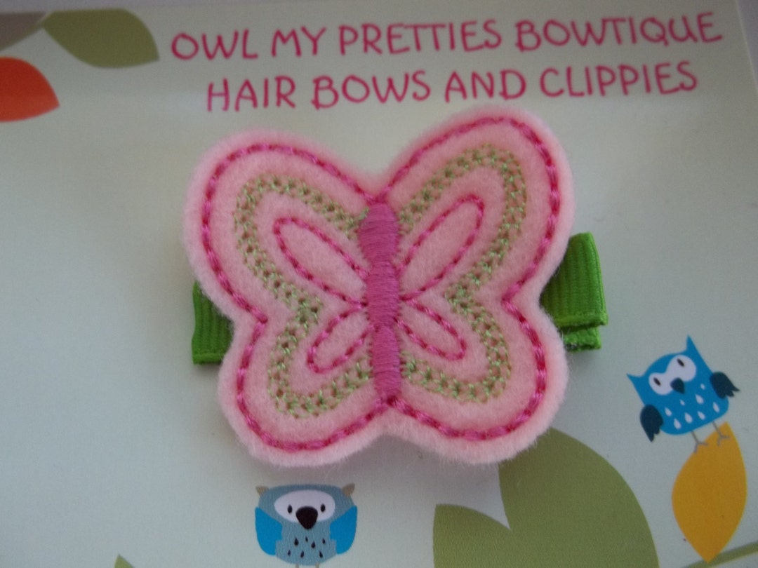 Butterfly Hair Clip, Pink Butterfly Hair Clip, Felt Hair Clip, Girl ...