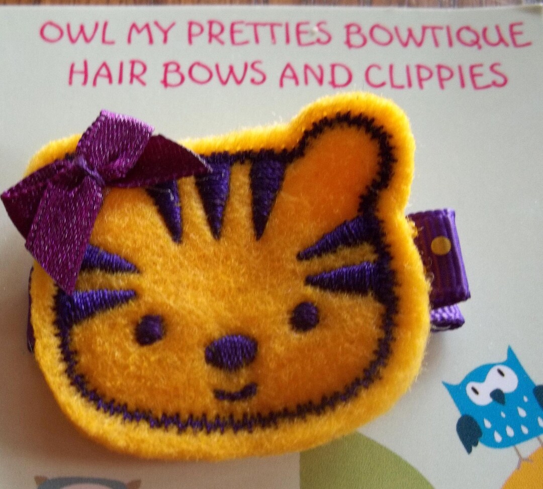 Gold Purple Tiger Hair Clip, LSU, Baby Girls Hair Clips, Barettes, Hair ...