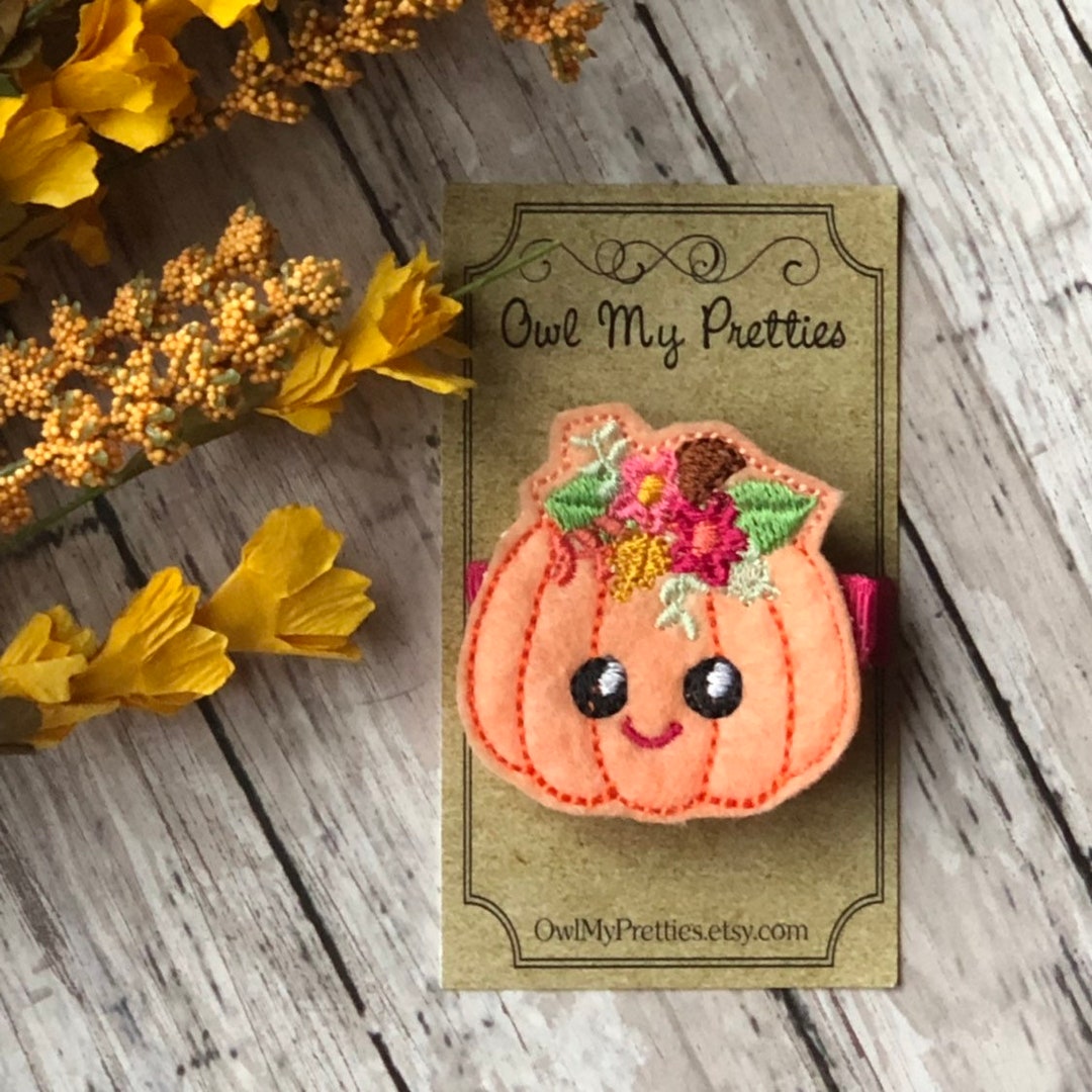 Floral Pumpkin Hair Clip, Thanksgiving Hair Clip, Fall Hair Clip ...