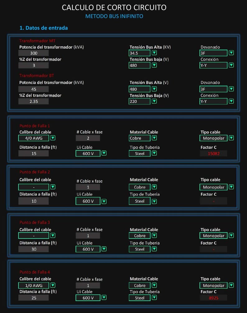 Short Circuit Calculation Excel Template – Infinite Bus Method + PDF ...