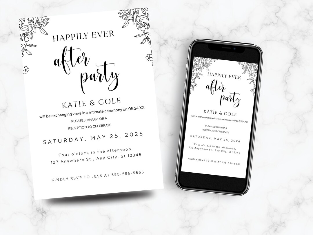 Editable After Party Wedding Reception Invitation Template, Modern ...