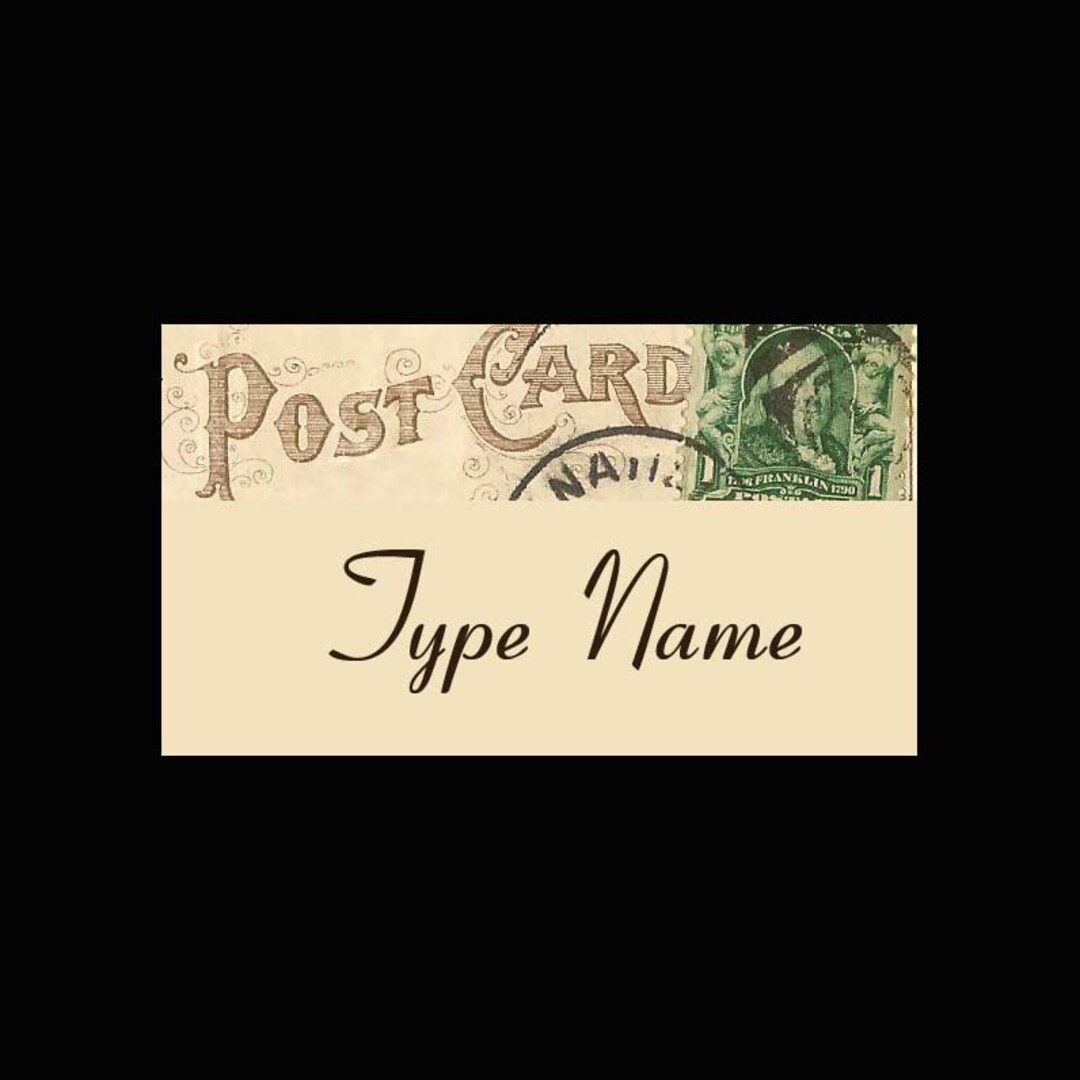 Postcard With Stamp Place Card Template - Etsy