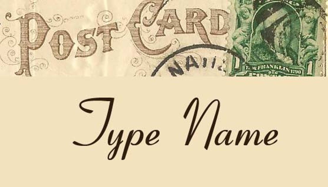 Postcard With Stamp Place Card Template - Etsy