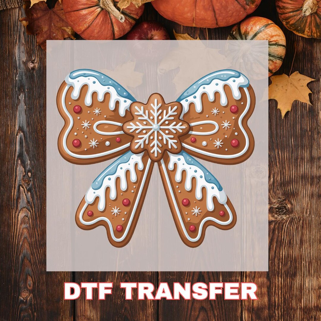 Gingerbread Bow DTF Transfer, Christmas Cookie Ready to Press Print ...
