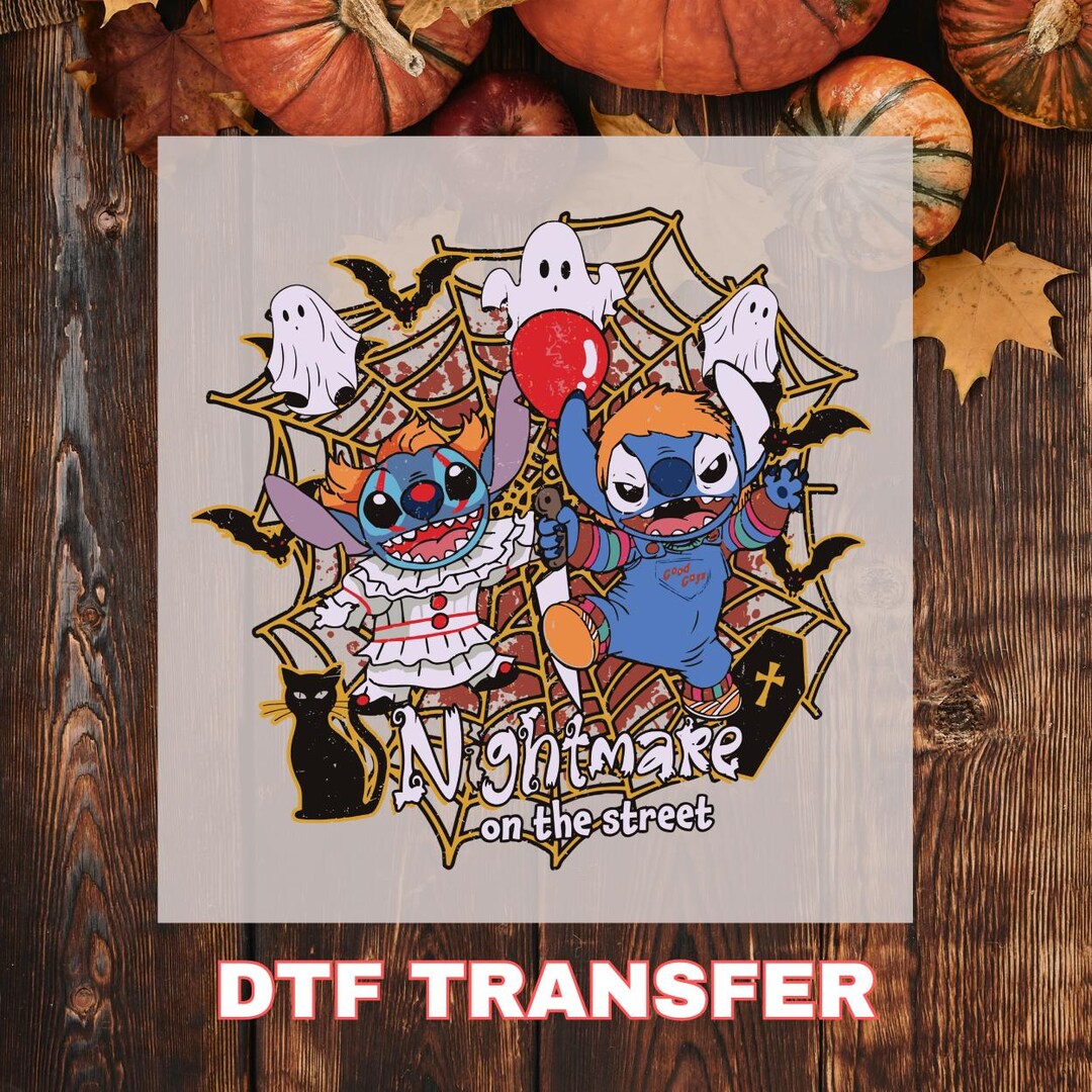Stitch Halloween DTF Transfer, Nightmare on the Street, Ready to Press Horror Movie Parody - Etsy