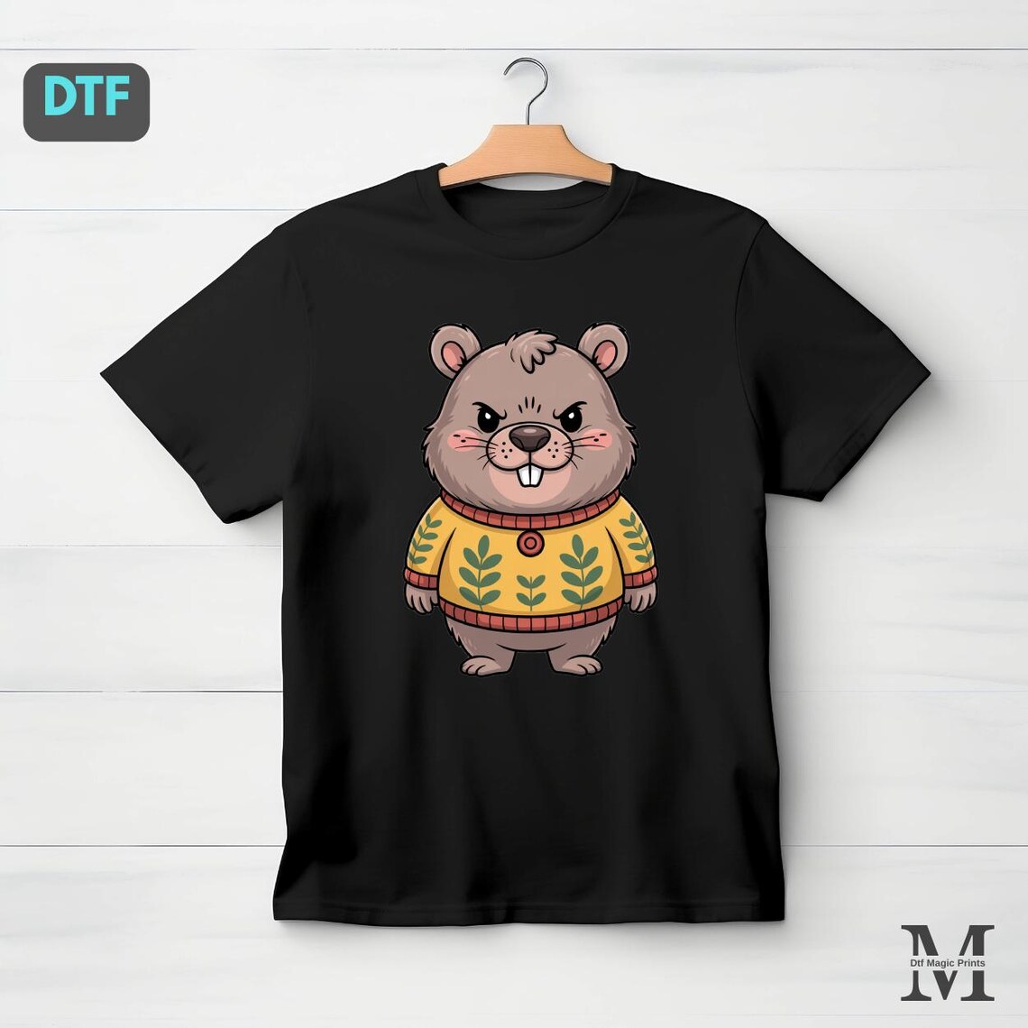 Cute Groundhog DTF Transfer, Ready to Press, Grumpy Rodent, Winter ...