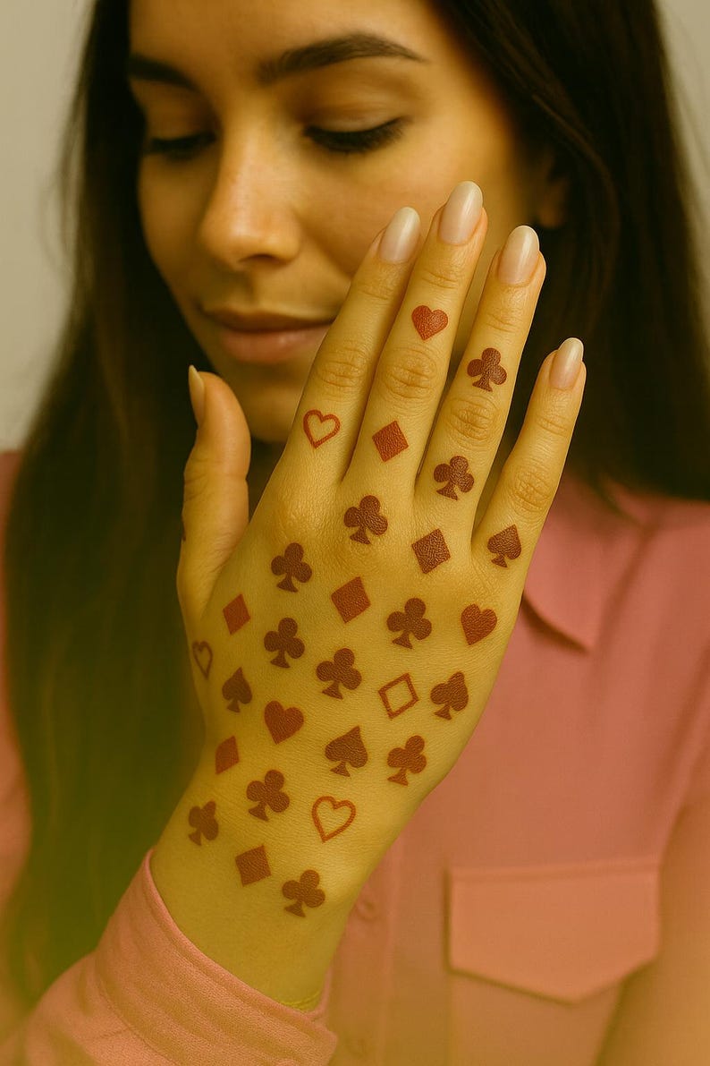Queen of Cards Henna Stencil - Etsy