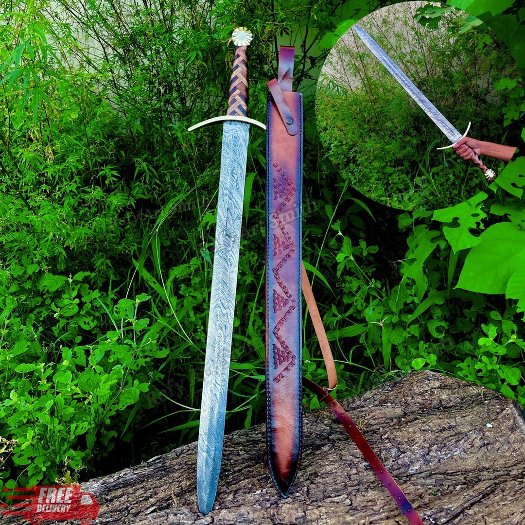 Hand-forged Damascus Steel Viking Sword: Medieval Collectible With ...