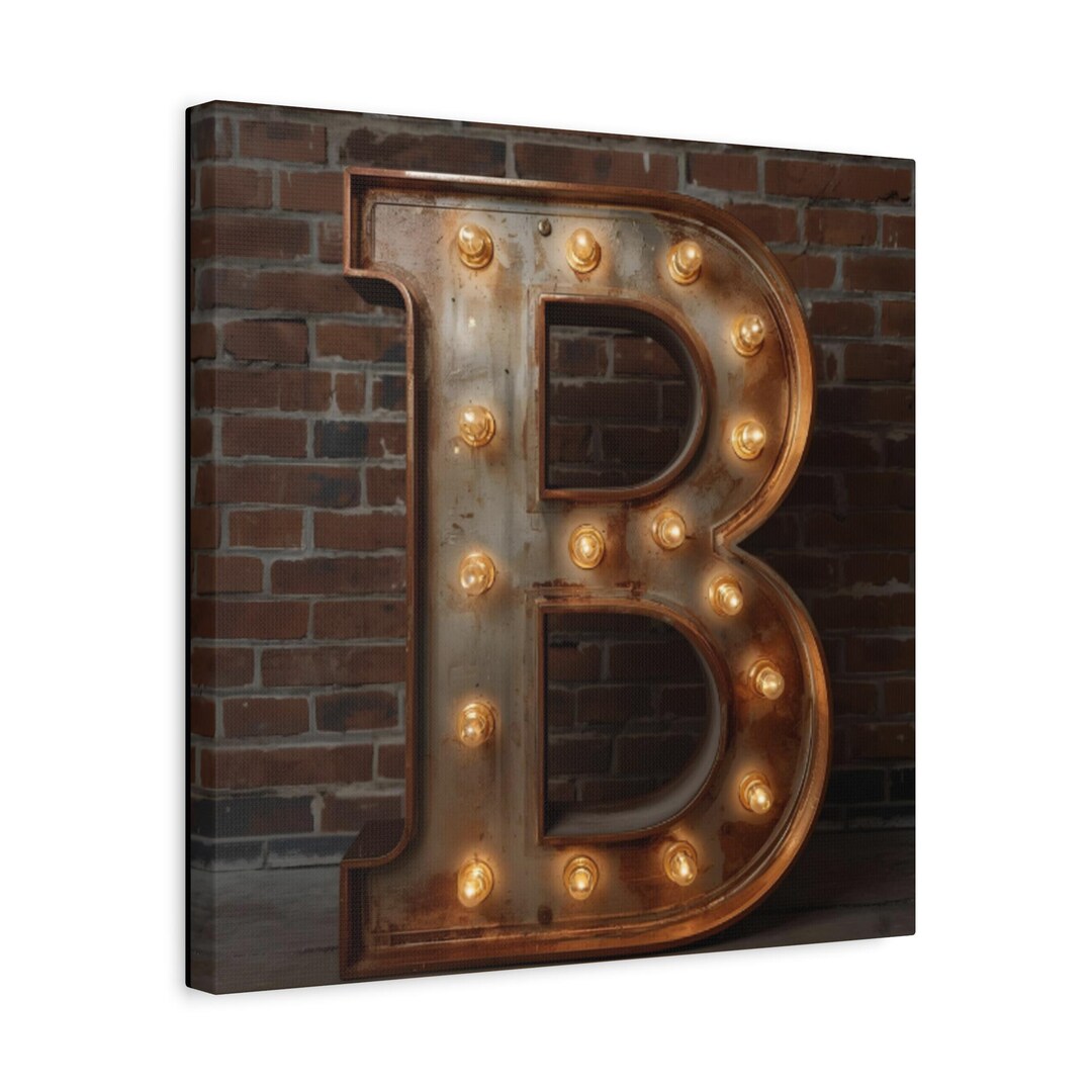 Vintage Marquee Industrial Letter B Canvas, Matte Stretched Wall Art - Etsy