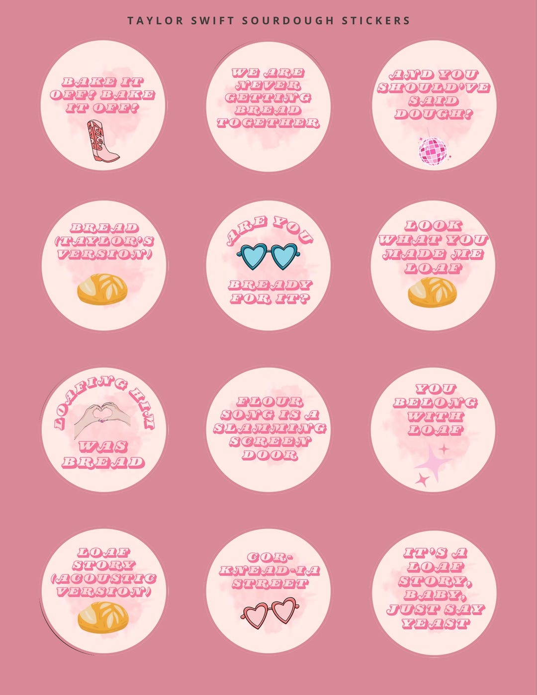 Sourdough Taylor Swift Puns Stickers | Swiftie Sourdough Stickers ...