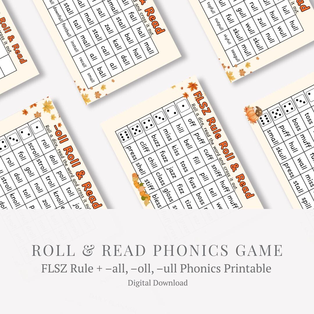 Roll & Read Phonics Game | FLSZ Rule, CVC Word Families (PDF) - Etsy