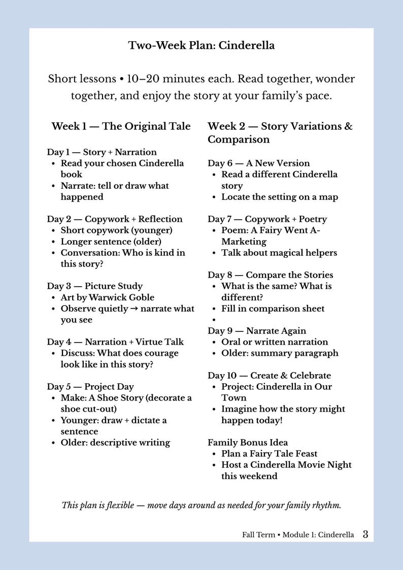 Cinderella Homeschool Unit Study | Charlotte Mason Inspired (PDF ...