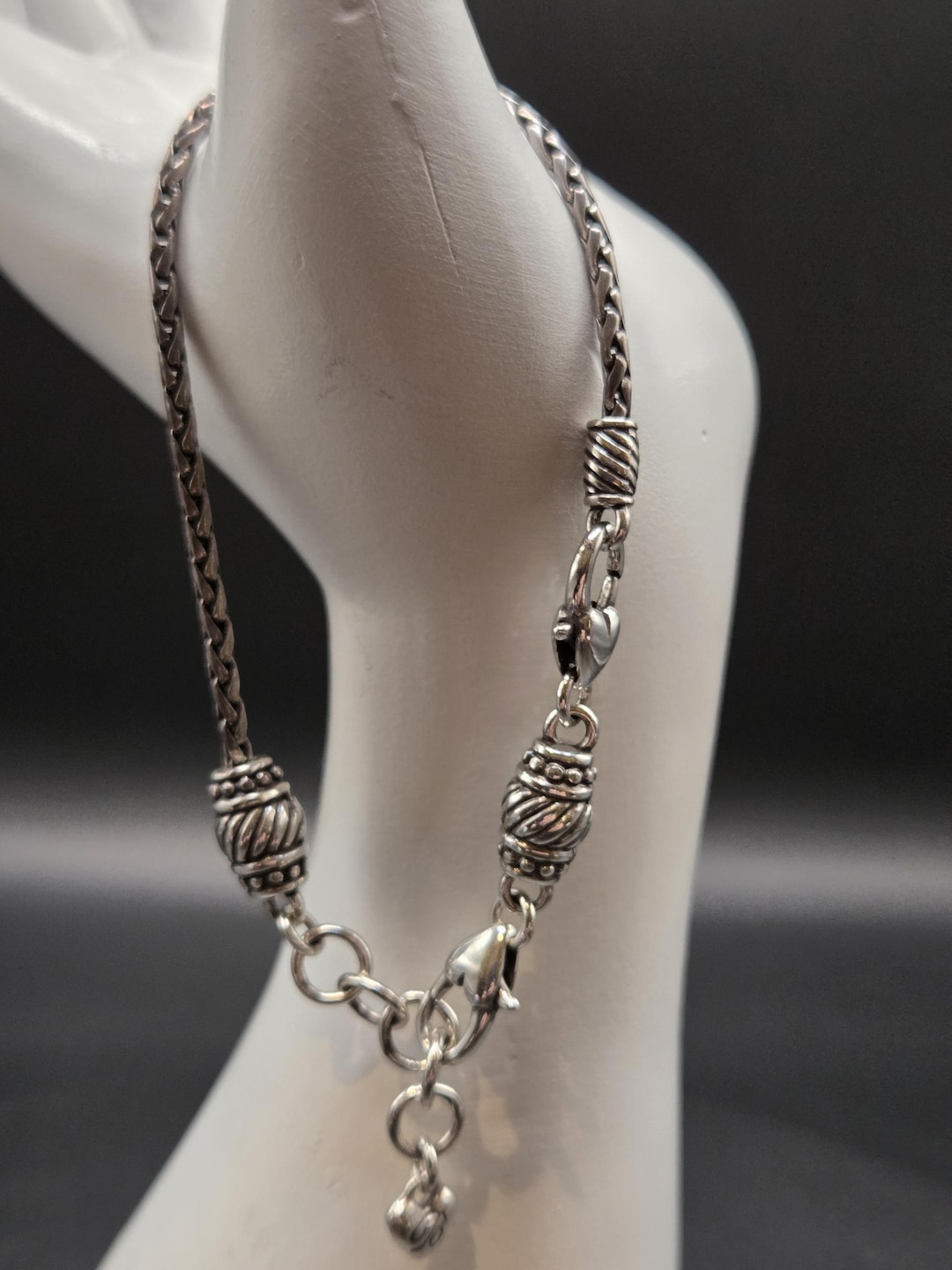 Brighton ABC Barrel Slide Charm Bracelet Vintage Silver Adjustable 7-8 ...