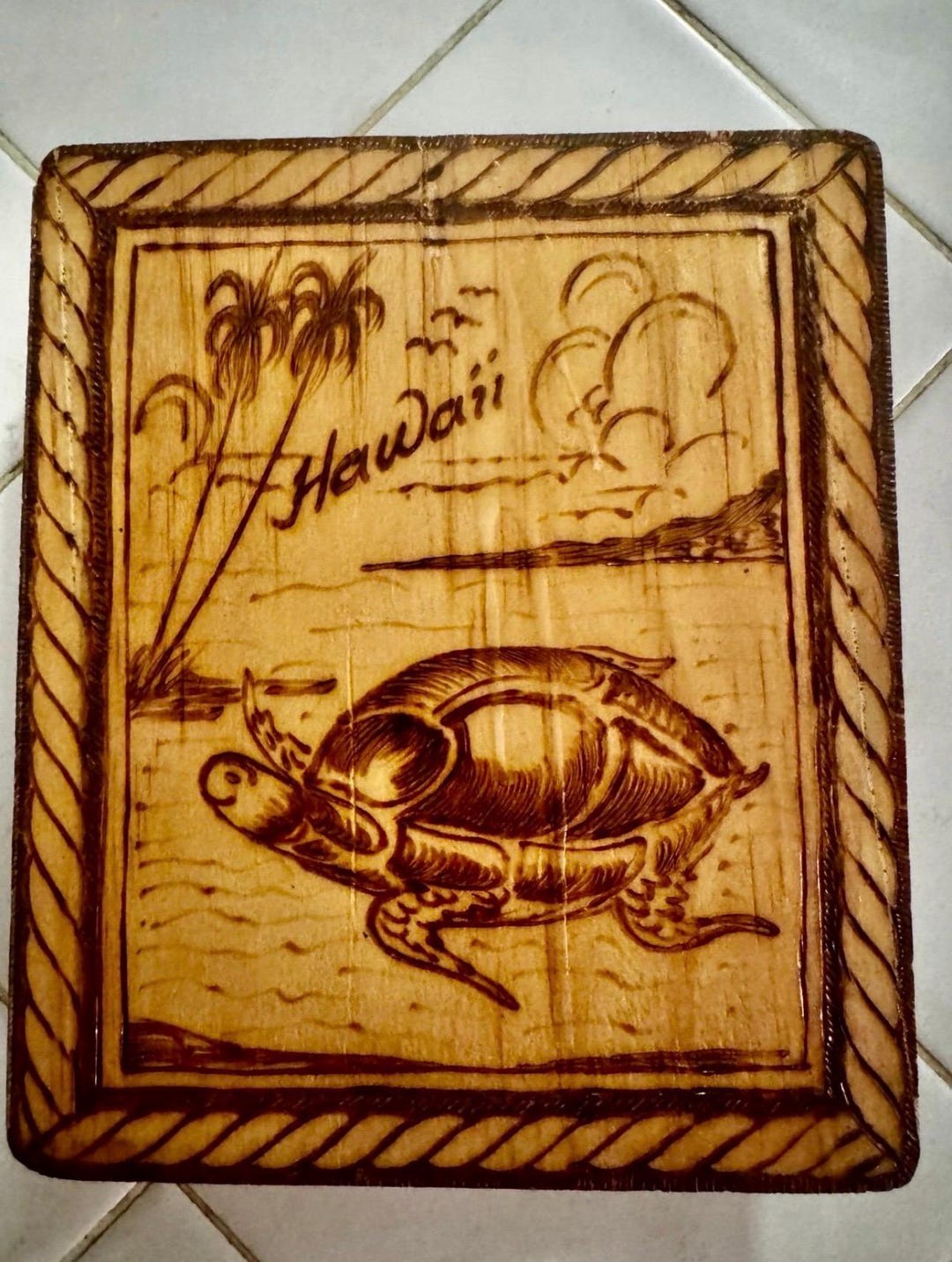 Vintage Pyrography Wood Burning Double Frame Book Style Hawaii - Etsy