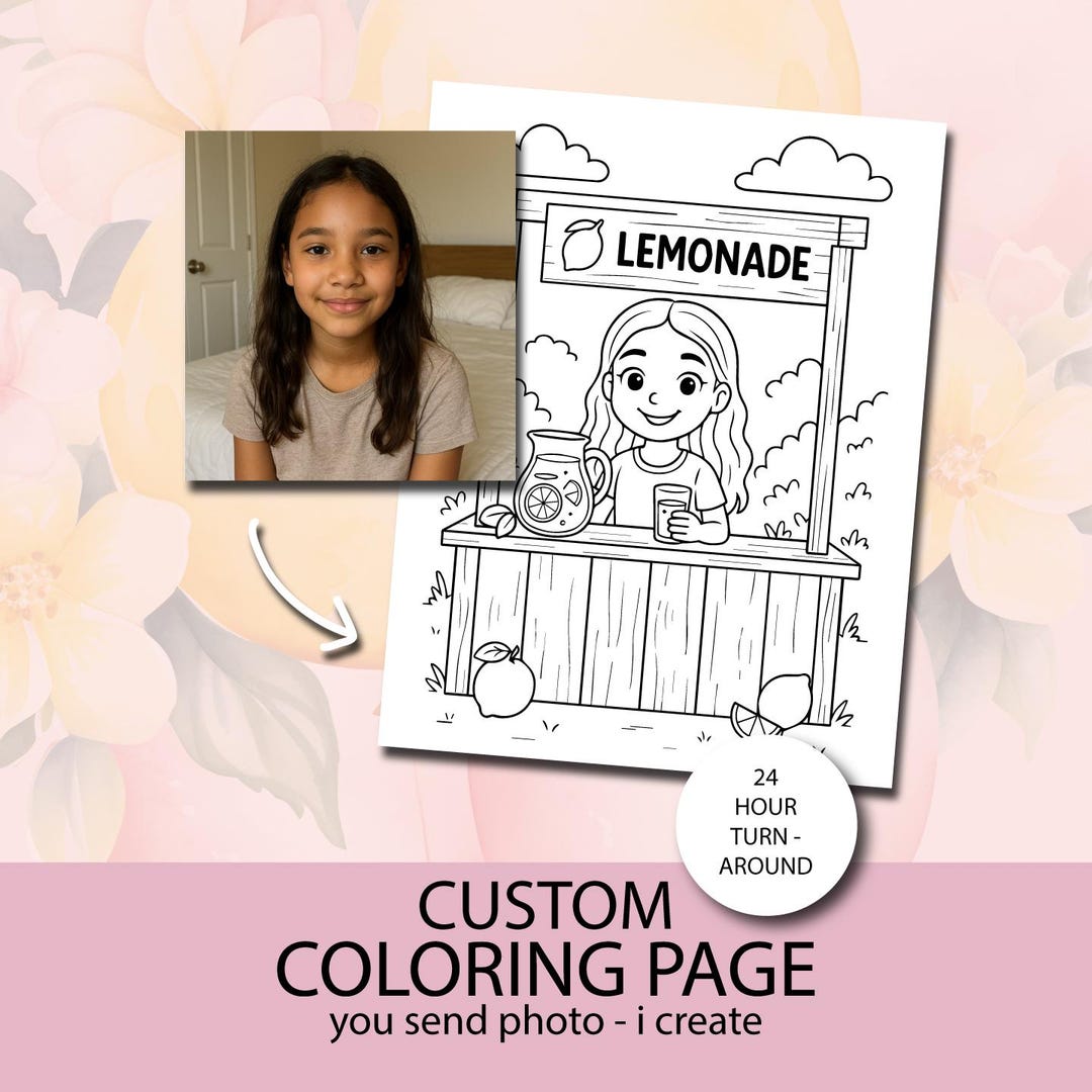 Lemonade Stand Custom Coloring Page | Personalized Activity Sheet ...
