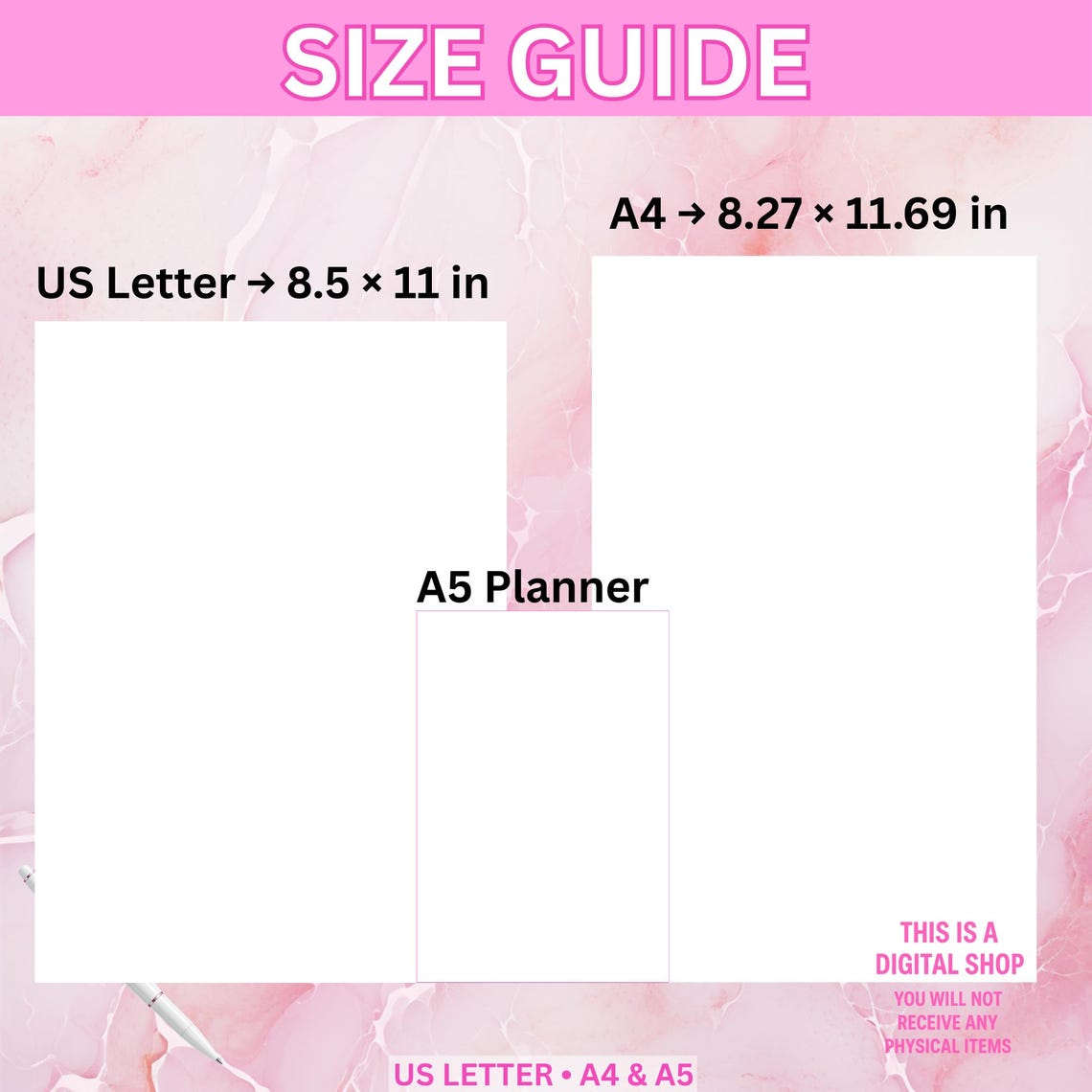 Cute Pink Daily Weekly Monthly Planner | Printable Digital Planner ...