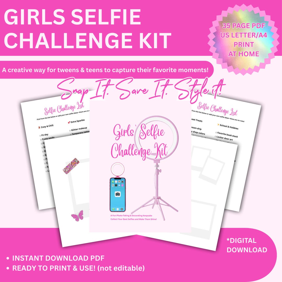Selfie Challenge Kit | Tween Teen Girls Photo Prompts & Frames | Fun ...