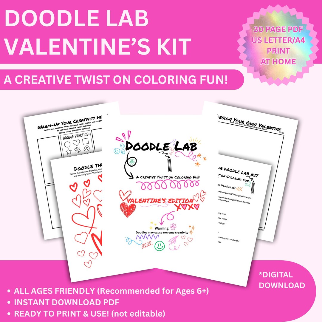 Doodle Lab: Valentine’s Edition | Love-themed Coloring & Activity Kit ...
