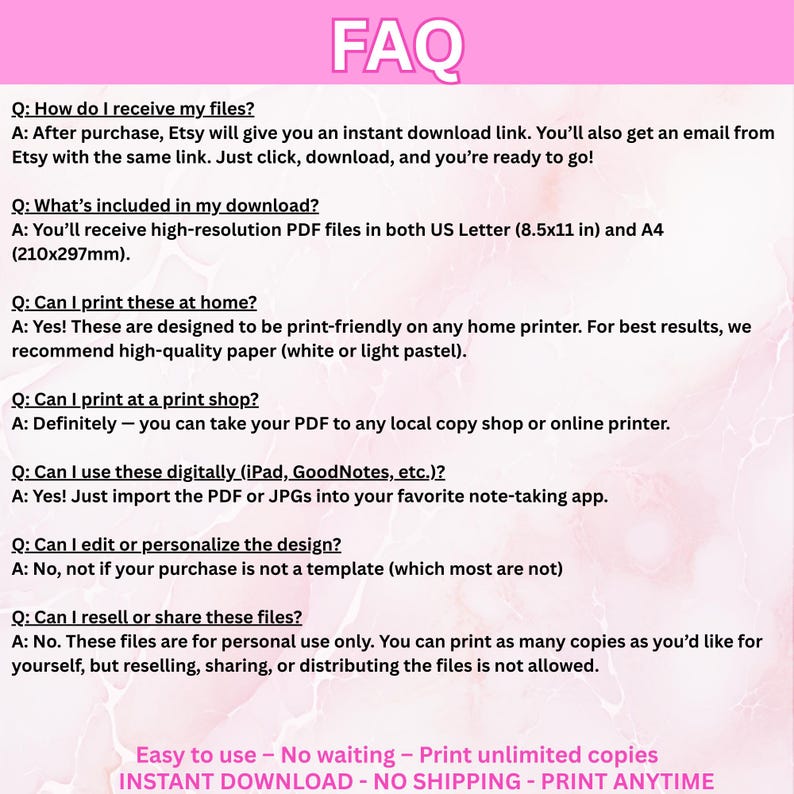 Cute Pink Daily Weekly Monthly Planner | Printable Digital Planner ...