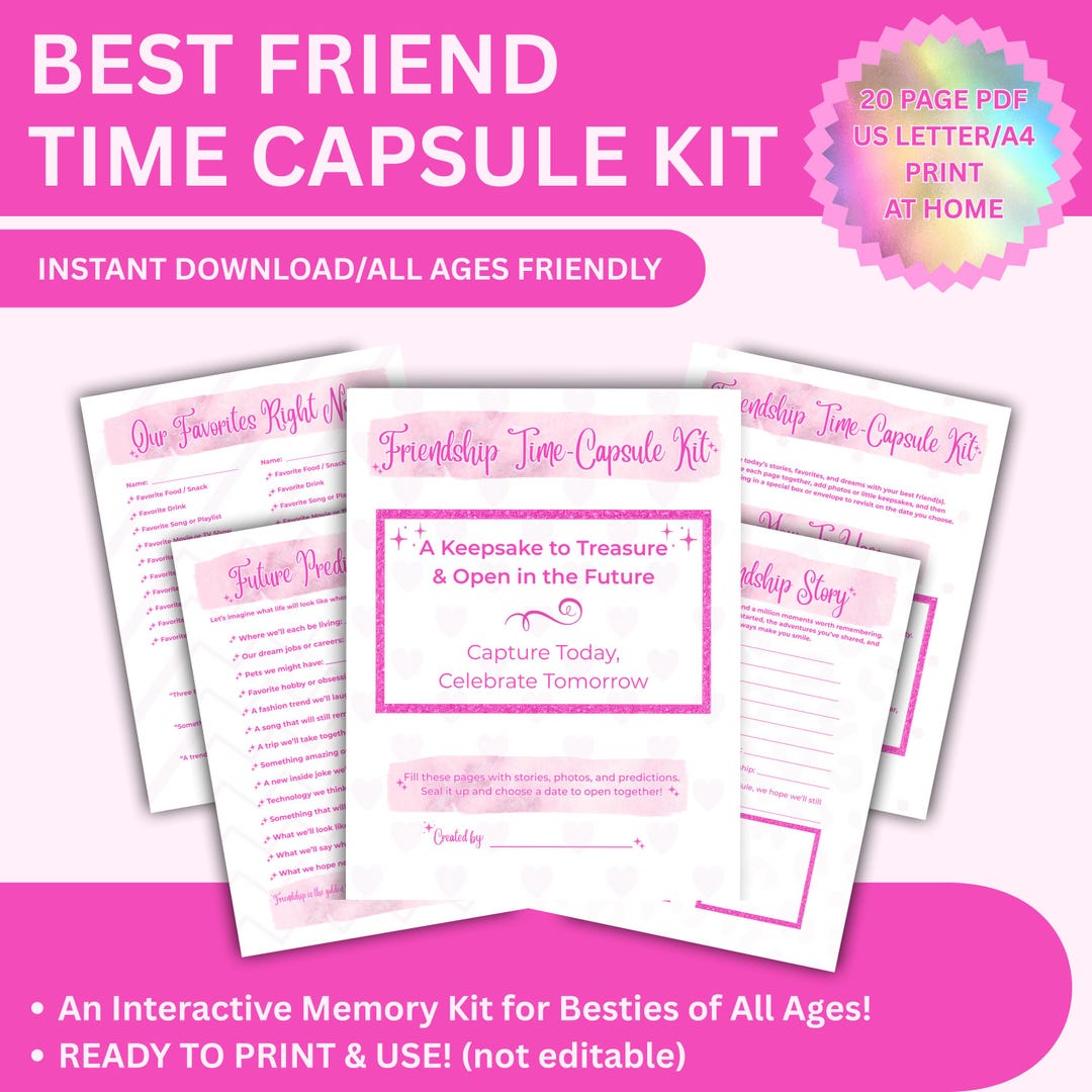 Friendship Time Capsule Printable Activity Kit | 20 Page Indoor Game ...