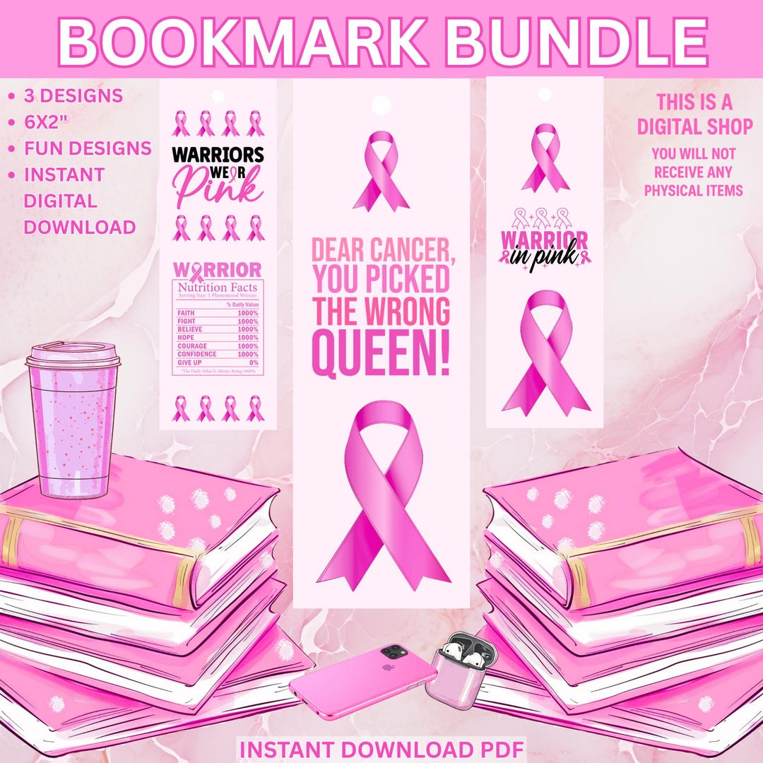 Breast Cancer Awareness Printable Bookmarks | 3 Design Set | Pink ...