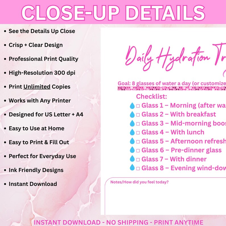 Hydration Tracker Printable | Daily Weekly Monthly Water Log | 4 Page ...