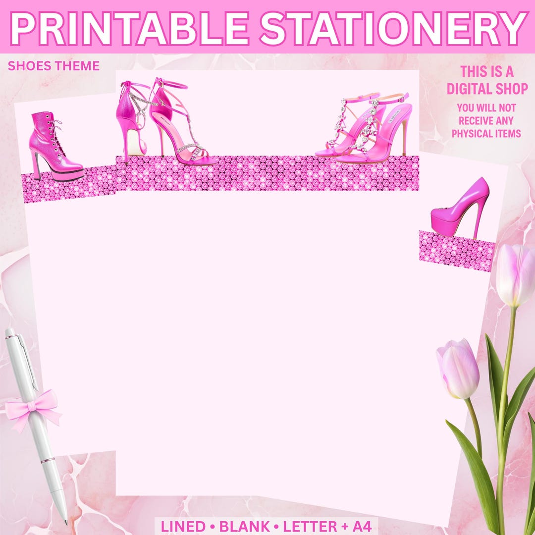 High Heel Stationery Set | 3 Glam Shoe Designs | Lined, Blank, Grid ...