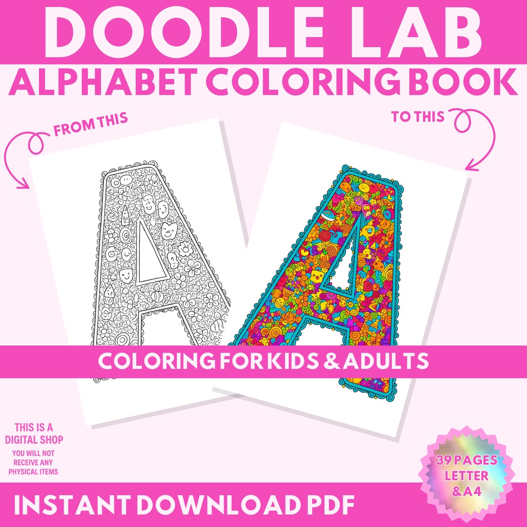 Printable Alphabet & Number Coloring Set | Doodle Lab Pattern Play ...