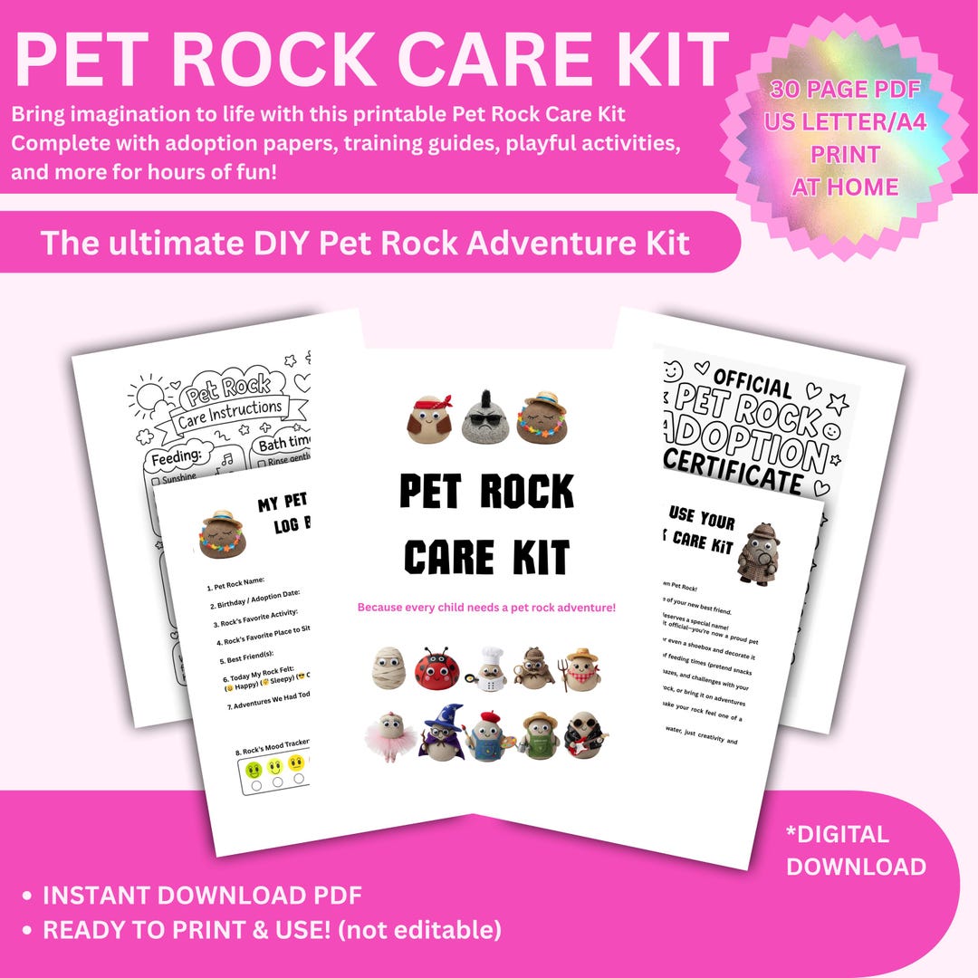 Pet Rock Care Kit Printable | Kids Activity Bundle | Kids Activity Pack ...