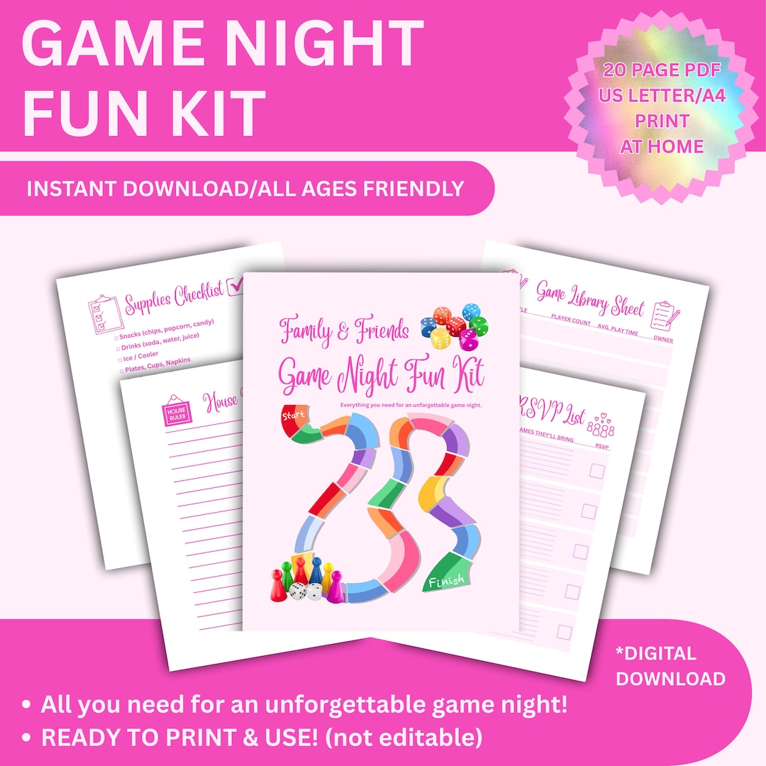 Game Night Fun Kit | Tournament Brackets, Score Sheets & Certificates ...