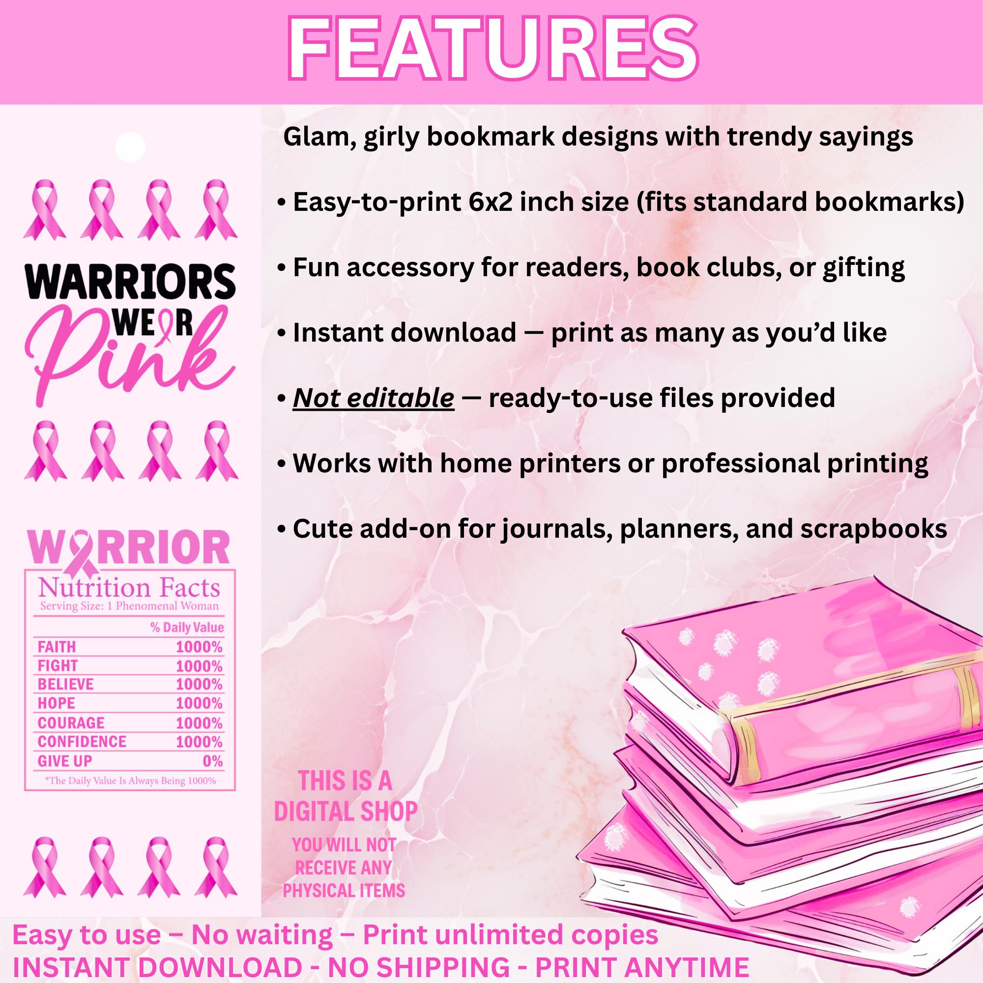 Breast Cancer Awareness Printable Bookmarks | 3 Design Set | Pink ...