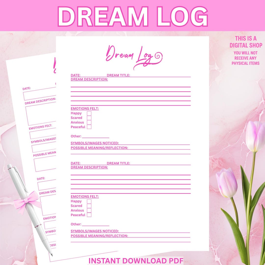 Dream Tracker Journal | 2 Page Bundle | Dream Log & Reflection Sheets ...
