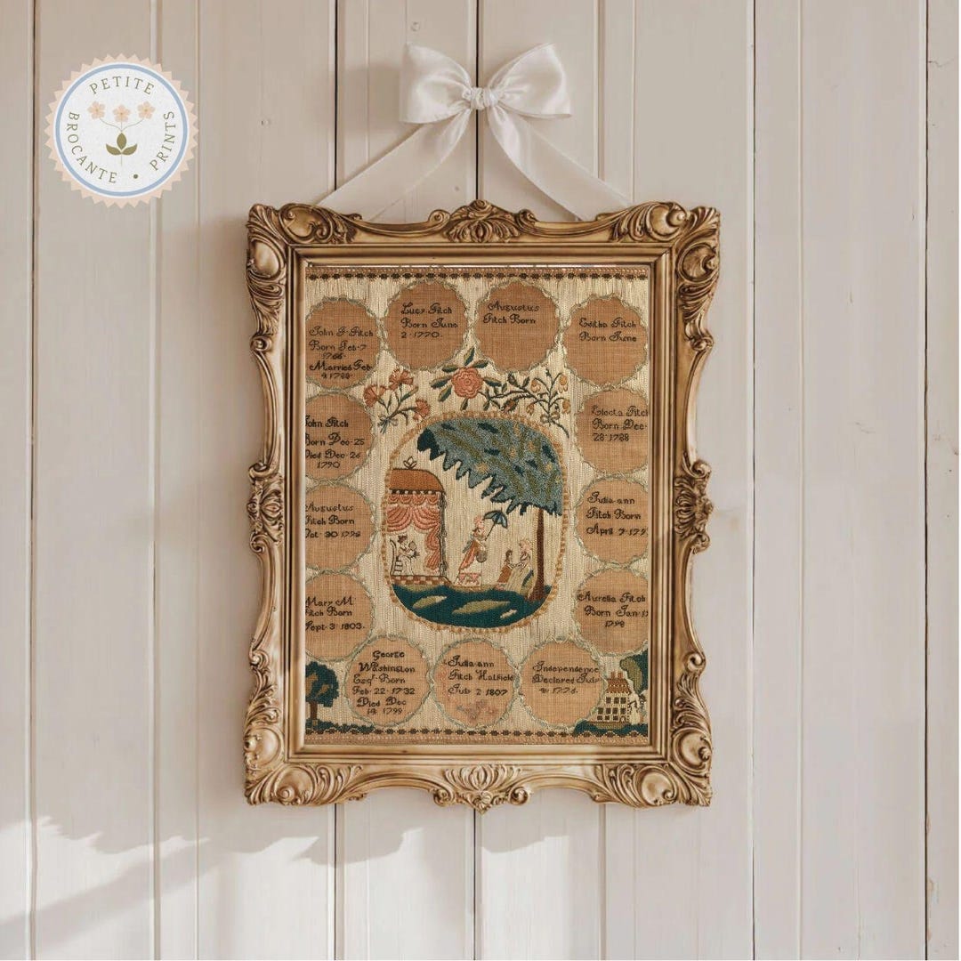 Vintage Family Tree Sampler Print: Genealogy Cottagecore Wall Art - Etsy