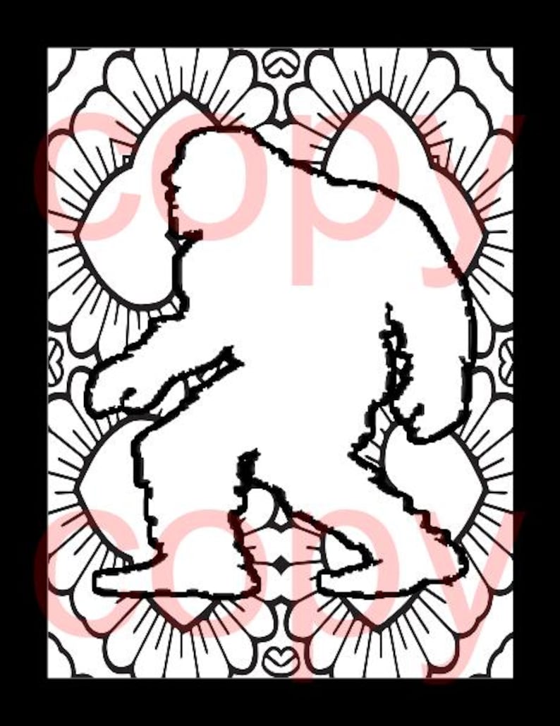 4 Bigfoot Coloring Sheets for Kids & Adults - Downloadable Bigfoot ...