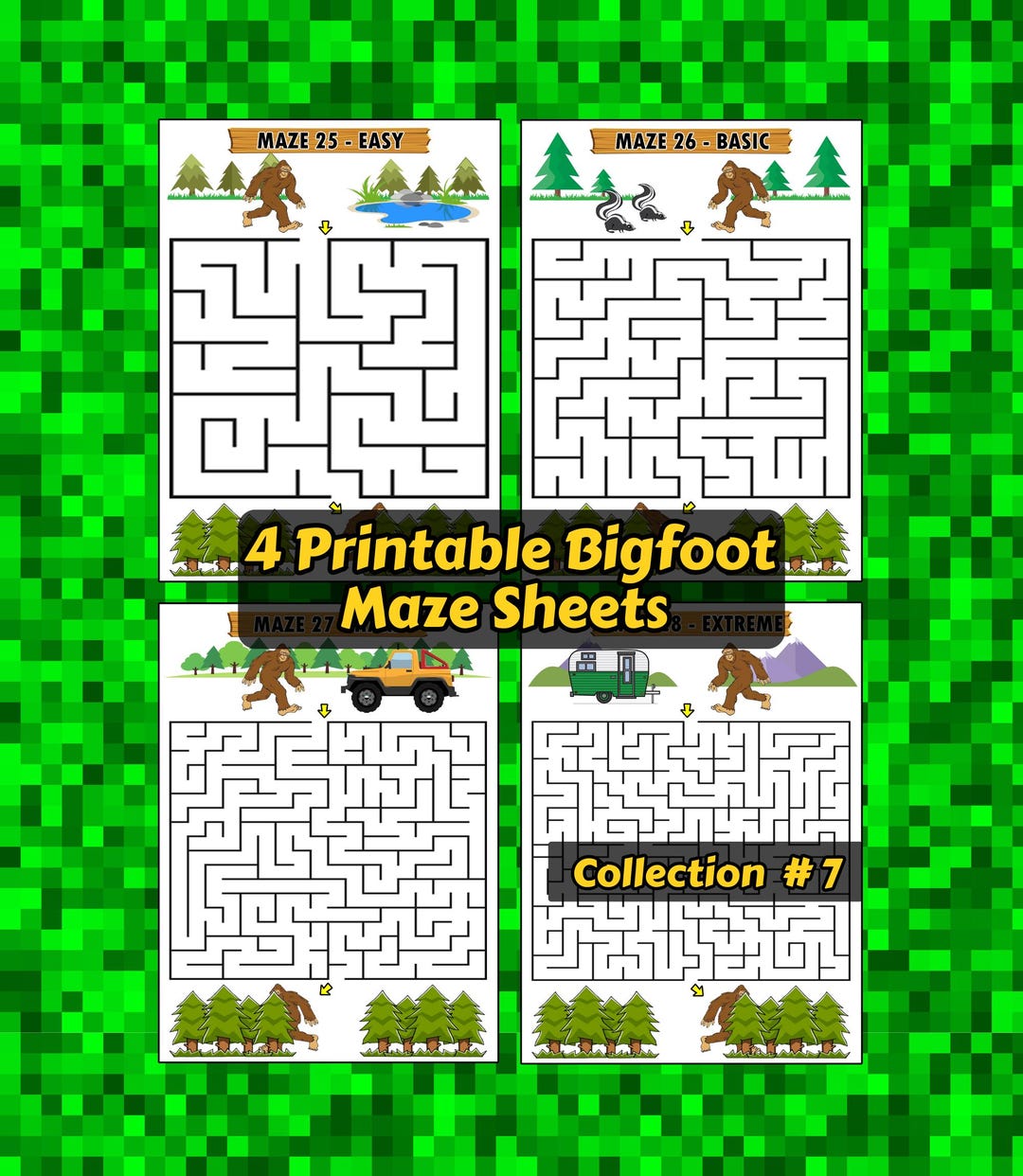 Bigfoot Activity Sheets: Sasquatch Maze Pages Activity Puzzles for Kids ...