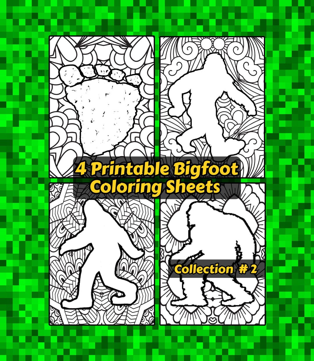4 Bigfoot Coloring Sheets for Kids & Adults - Downloadable Bigfoot ...
