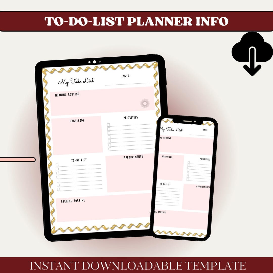 Pink to Do List Printable | Daily Productivity Planner | Minimal Work ...
