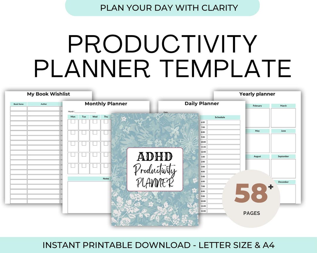 Productivity Planner | Printable PDF | Focus, Organize & Manage Daily ...