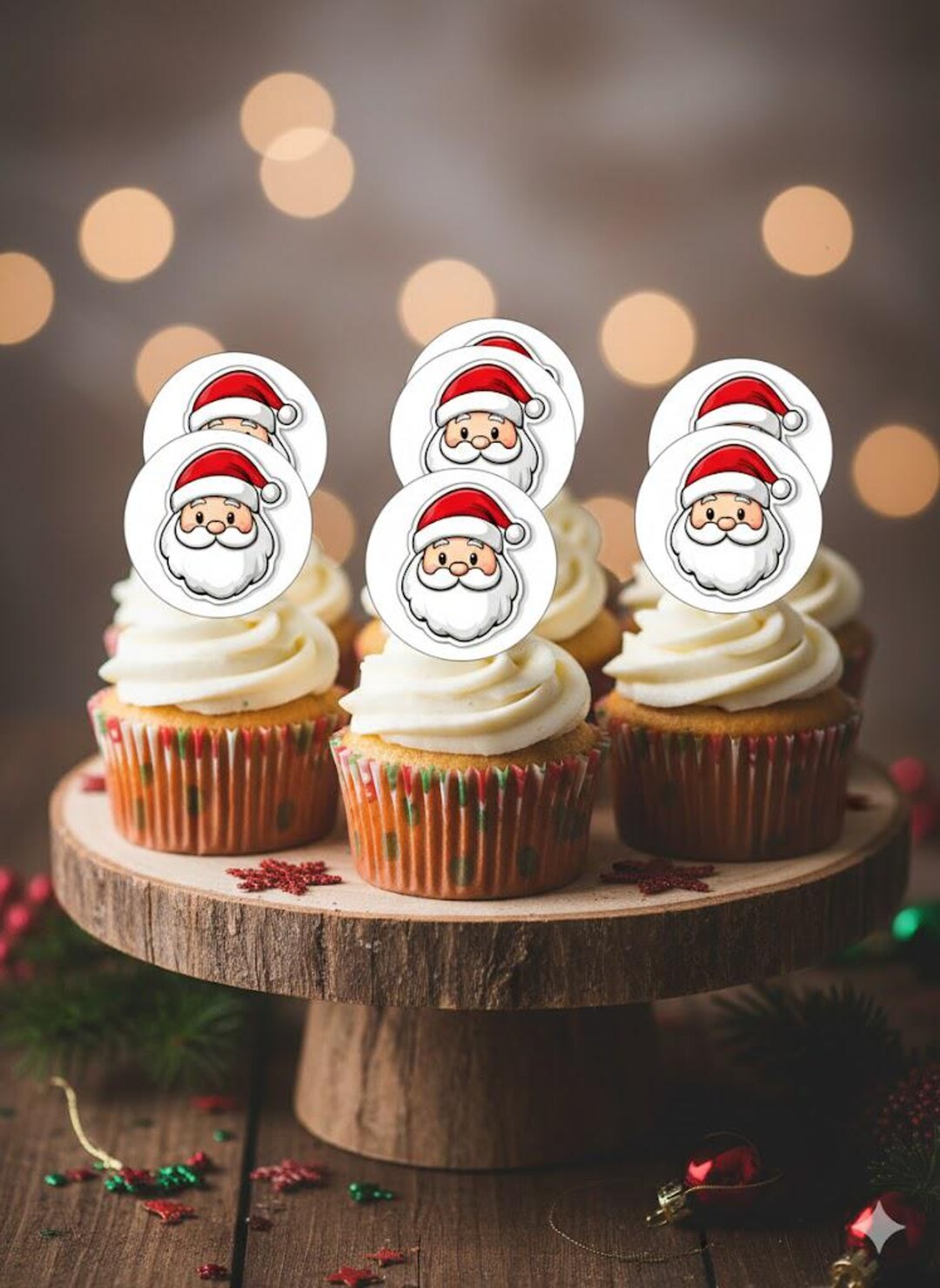 SANTA CUPCAKE TOPPER - Etsy