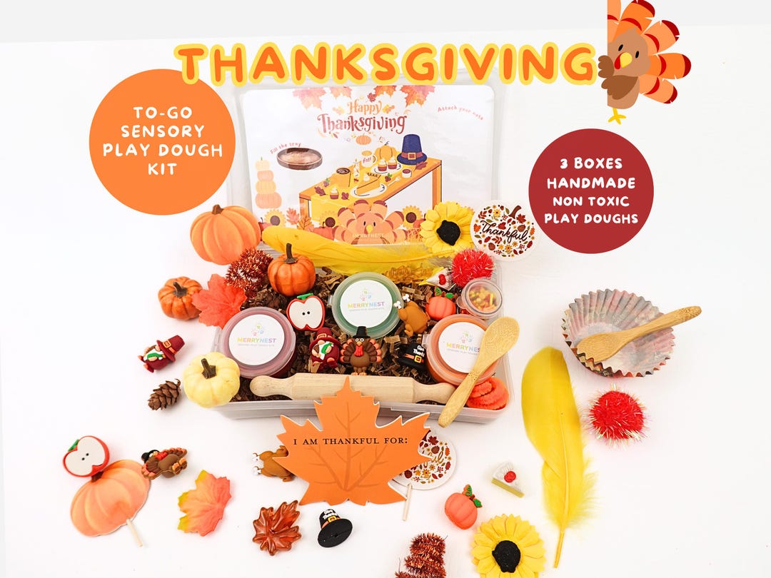 Thanksgiving Gift Play Dough Sensory Busy Box, Thanksgiving Present and ...