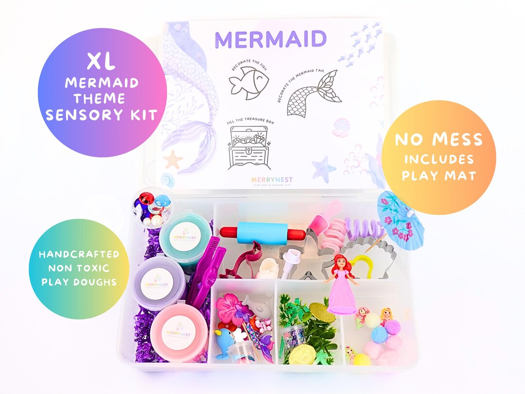 Mermaid Playdough Kit: Handmade Sensory Play Set With Playmat - Etsy