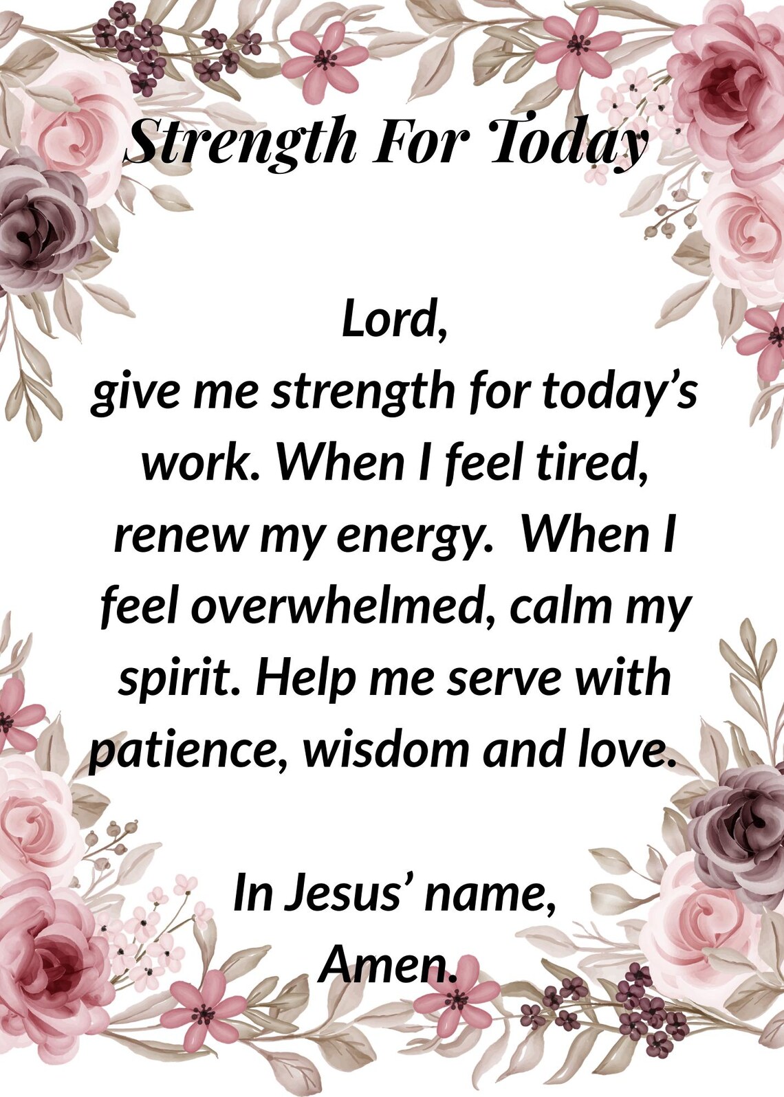 Printable Prayer Cards for Nurses - Set of 5 Encouragement Prayers ...