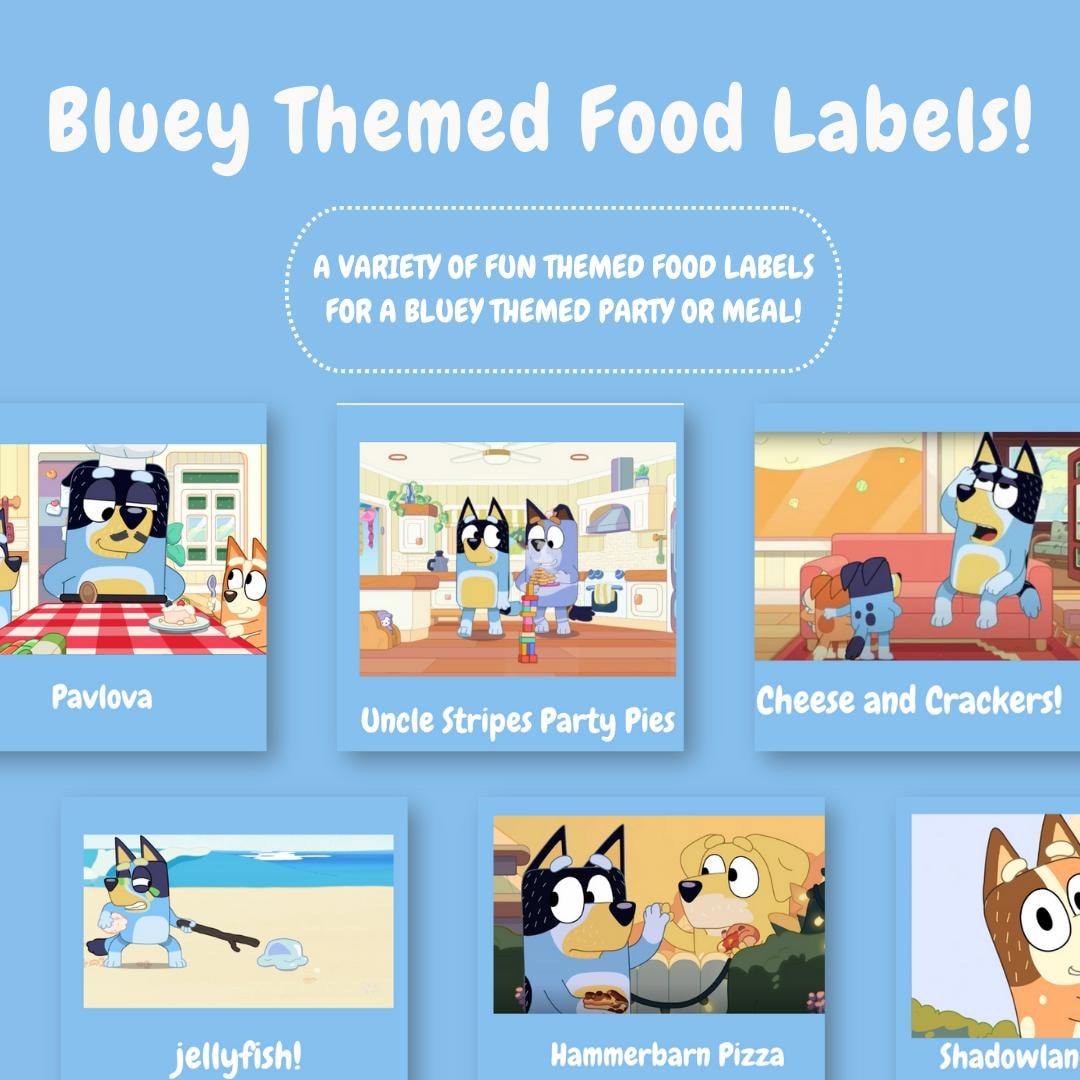 Bluey Themed Party Food Labels - Etsy New Zealand