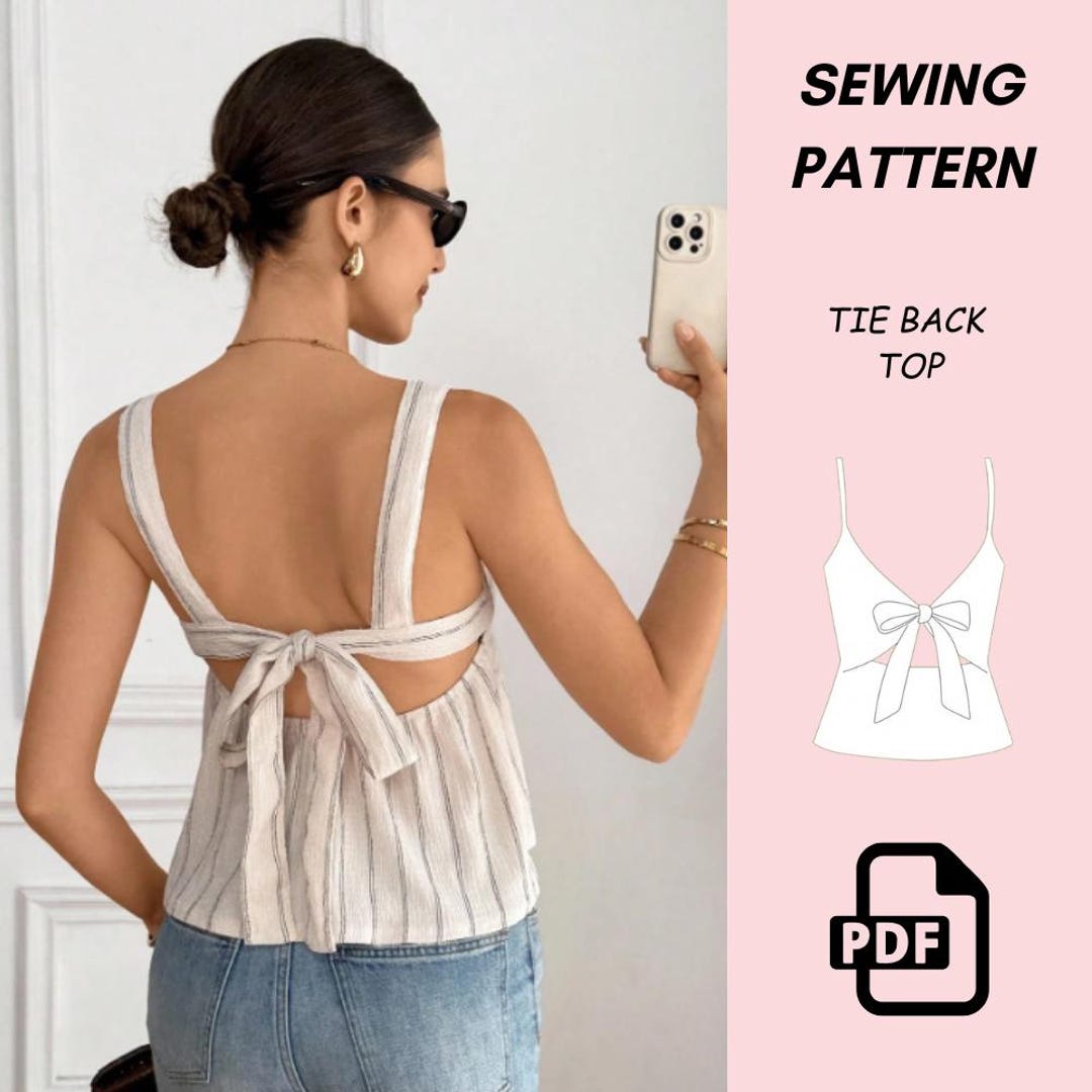Tie Back Peplum Blouse Sewing Pattern – Women's DIY Top (digital ...