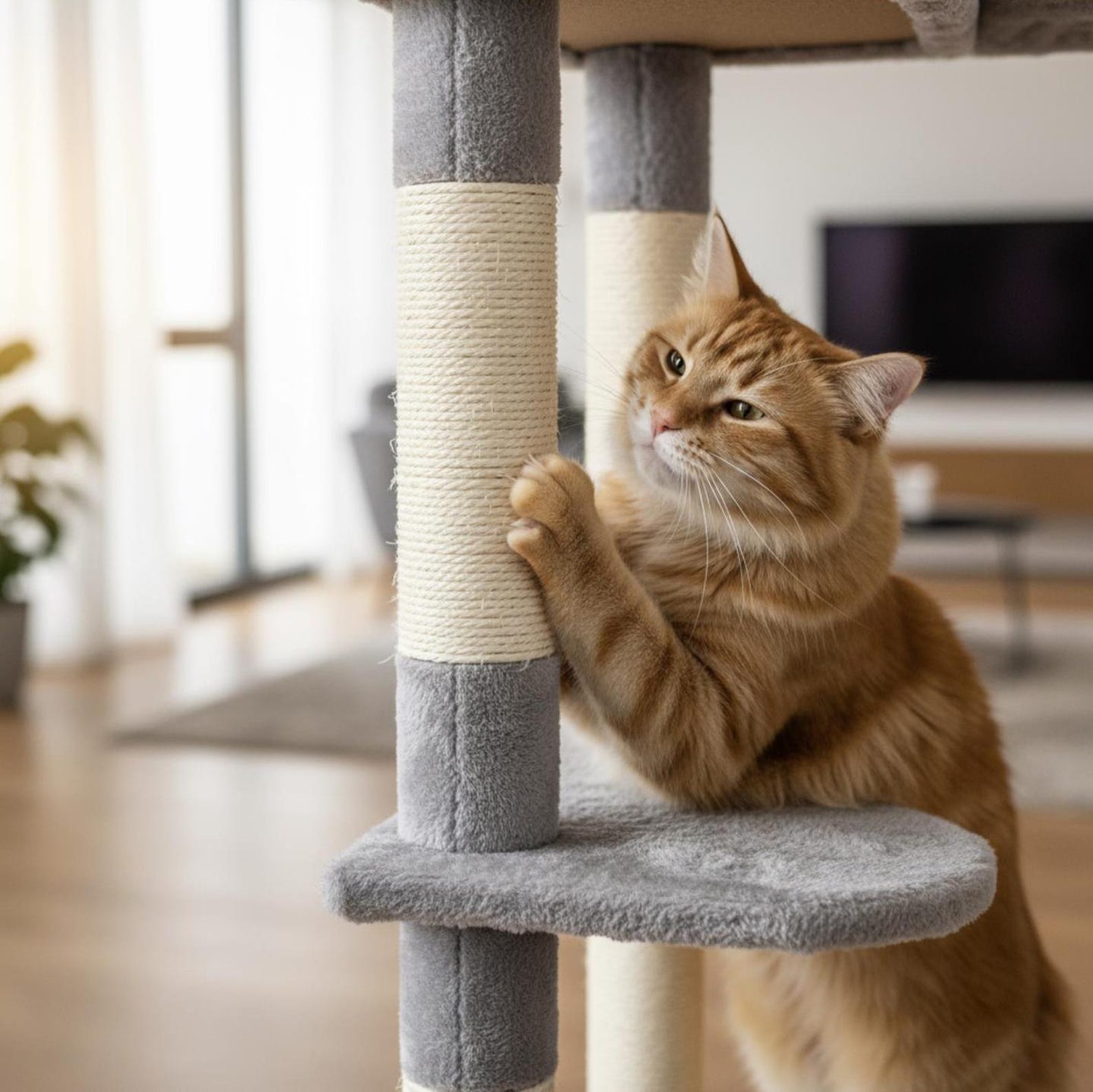 Solid Wood Cat Tree – Modern Indoor Tower With Hammock and Condos - Etsy