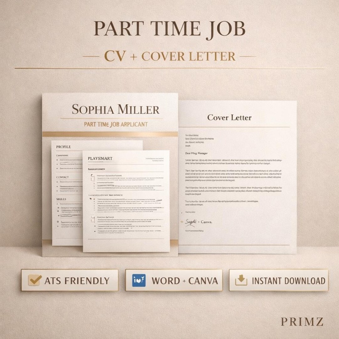 Part Time Job Cv Template Ats Resume, No Experience Cv, Student Cv, Uk ...