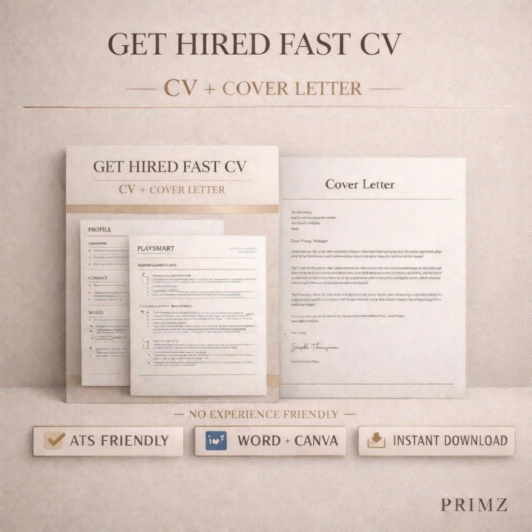 Get Hired Fast CV Template Uk, Ats Friendly Resume, Cv + Cover Letter ...