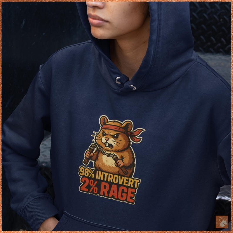 Introvert Raging Hamster Hoodie: Funny Animal Graphic Sweater - Etsy